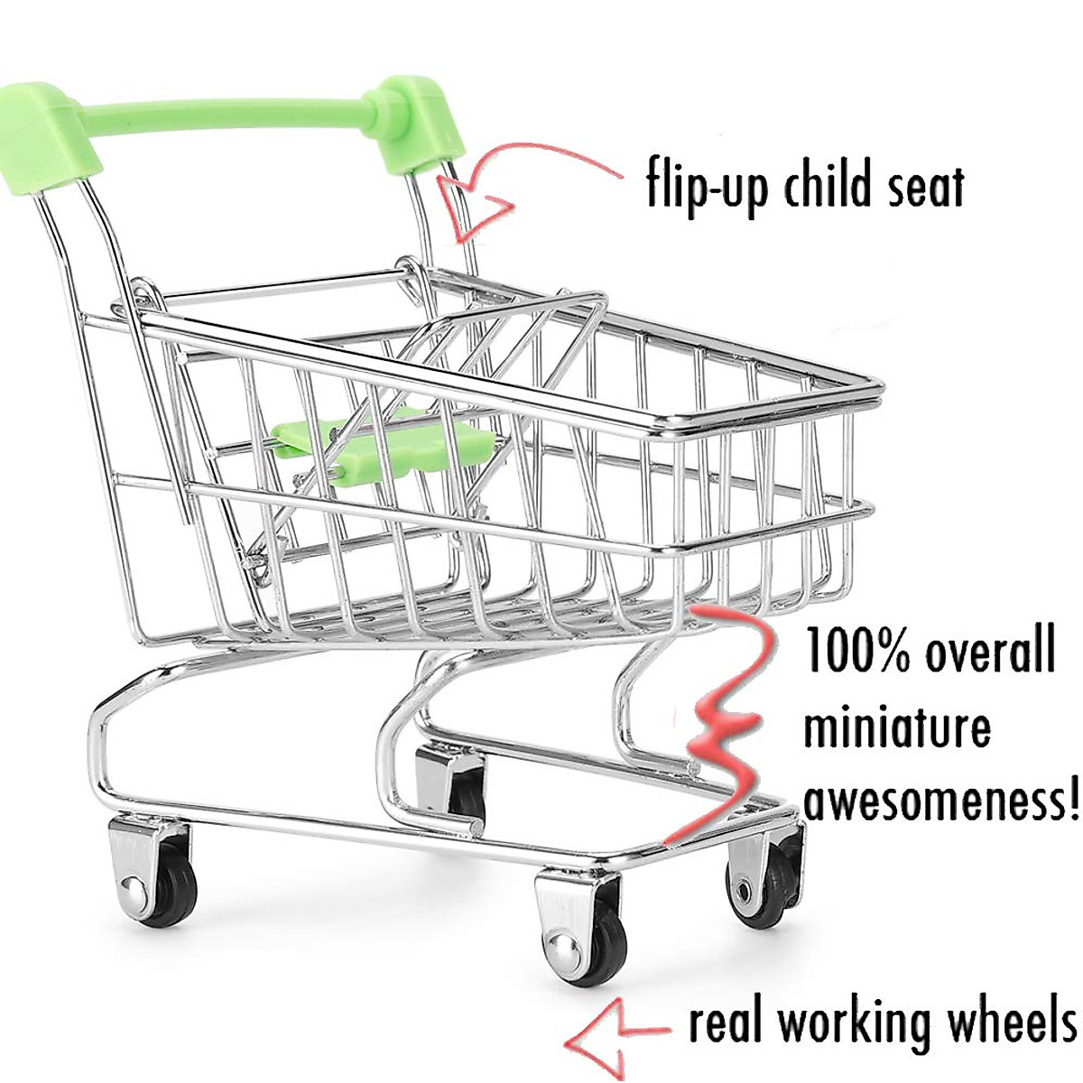 Liberty Imports 2 Pcs Mini Shopping Cart Trolley Desk Organizers, Cute Pen Pencil Holder Novelty Storage Toy for Stationery Supplies (Pink and Green)