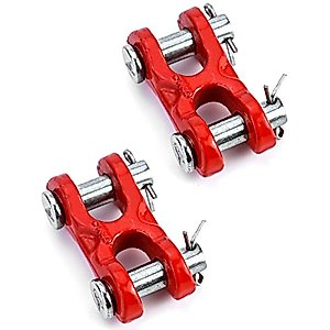 QWORK 3/8 Inches Twin Clevis Safety Chain Repair Links, 2 Pack Trailer Tie Down Links, Industrial Grade Heavy Duty Material - 6,600 LBS. Capacity