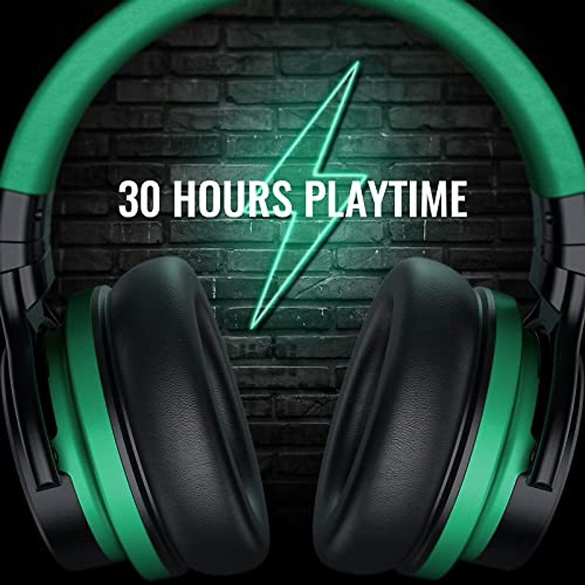 E7 BasicC Active Noise Cancelling Bluetooth Wireless Over Ear Headphones with Mircophone, 30H Playtime,Deep Bass, Comfortable Protein Earpads, for Travel, Home, Office (Green)