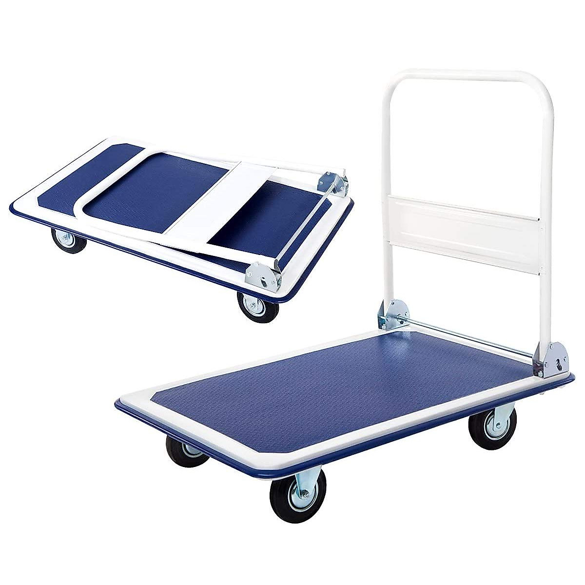 Happygrill Push Cart Dolly, 660lbs Hand Push Moving Platform Truck, Foldable Push Cart for Warehouse