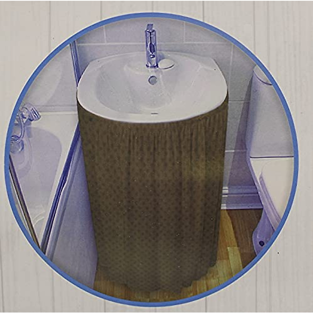 Dependable Industries Inc. Essentials Fabric Sink Skirt Diamond Stitch Chocolate Brown Self Stick Adhesive Easy Installation