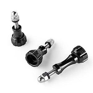 TNP For GoPro Thumb Screw Set (Black) - Aluminum Alloy Thumbscrew Knob Bolt Kit for GoPro Hero 9 8 7 6 5 4 3+ 3 2, for GoPro Hero Session, SJCAM Osmo HD Action Cameras - 3pcs 1x Long Screws + 2x Short
