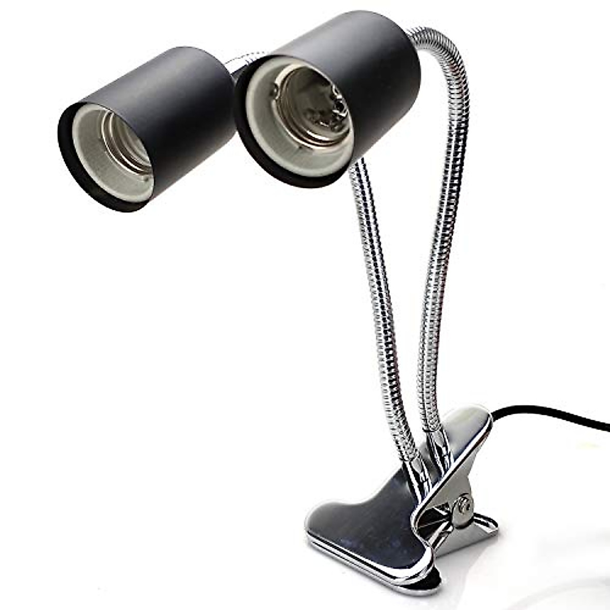 AMZCOOL Reptiles Dual Lamp Fixture Holder Clamp Two Independently Switches Adjustable Stand for Pet Habitat UVA UVB Heat Light Bulbs/Lamps