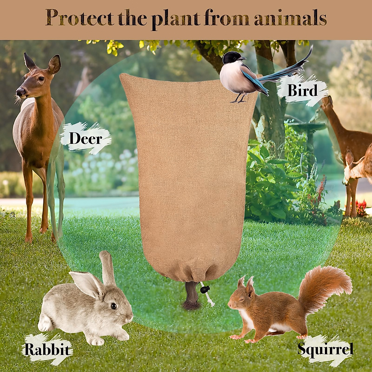 kopotma Burlap Plant Covers Freeze Protection, Burlap Bags for Plant Frost Cloth Plants Jacket Tree Cover, Winter Plant Cover Freeze Protection Cover Bags Blankets, 24x40in,2Packs