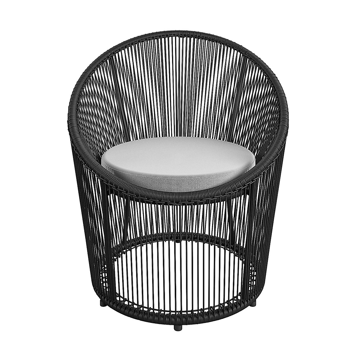 CosmoLiving by Cosmopolitan 88282BLK1E, Taura Collection, Resin Rope, Outdoor, Black Lounge Chair, Light Gray