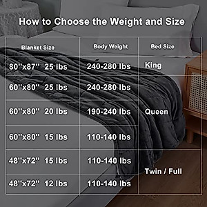 HOSUKKO Weighted Blanket - Grey 60"x80" 20lbs Flannel Sherpa Breathable Soft Warm Thick Heavy Blanket with Premium 0.8mm Glass Beads Big Winter Blanket Throw for Adult