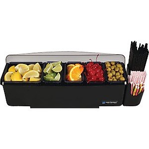 San Jamar Dome Plastic Garnish Center, 8 Pint - 5 Tray, Black