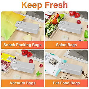 Uluck Mini Bag Sealer,Rechargeable Handheld Plastic Bag Resealer, 3 in 1 Heat Sealer and Cutter,Comes with USB C Cable Power Cable for Chip Bags, Plastic Bags, Snack Bags(No battery required) (Grey)