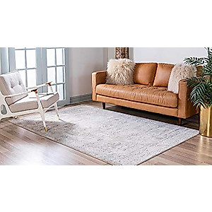 Rugs.com Oregon Collection Rug – 7' x 10' Ivory Low-Pile Rug Perfect for Living Rooms, Large Dining Rooms, Open Floorplans