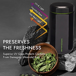 WEEDWARE Airtight 1oz Ultraviolet Glass 500ml Container Highest UV Protection Will Keep Your Spices Fresh For Months