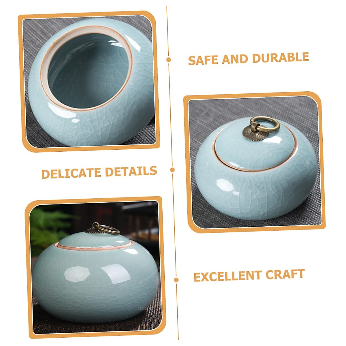 EXQUIMEUBLE Ceramic Tea Vintage Tea Kettle Metal Container Ceramic Canisters with Lids Tea Bag Holder Tea Storage Holder Porcelain Loose Tea Jar Tea Holder with Lid Candy Jar Pu'er China