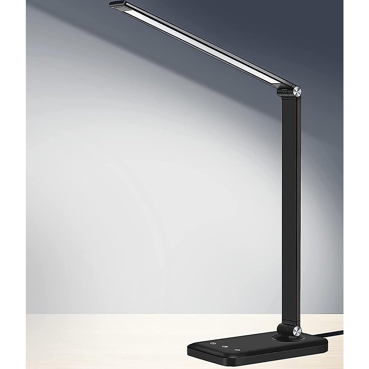 AFROG Multifunctional LED Desk Lamp with USB Charging Port, 5 Lighting Modes,5 Brightness Levels, Sensitive Control, 30/60 min Auto Timer, Eye-Caring Office Lamp，8W，5000K