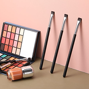 Nuogo 12 Pieces Flat Eyeliner Eyebrow Concealer Brush Flat Definer Eyebrow Brush Firm Stiff Thin Synthetic Bristle Concealer Brush Eyeliner Brush Applicator with Gel Powder Cream Cake Makeup for