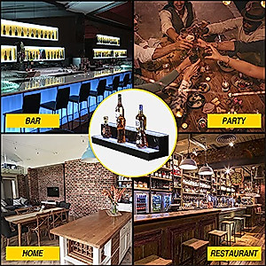 Ageszoe Acrylic LED Liquor Bottle Display Shelf 40 Inch 2 Step Acrylic Lighted Bar Shelf with RF Remote Controller for Home Commercial Bar Countertop Display Stand (2 Tier,40 inch)