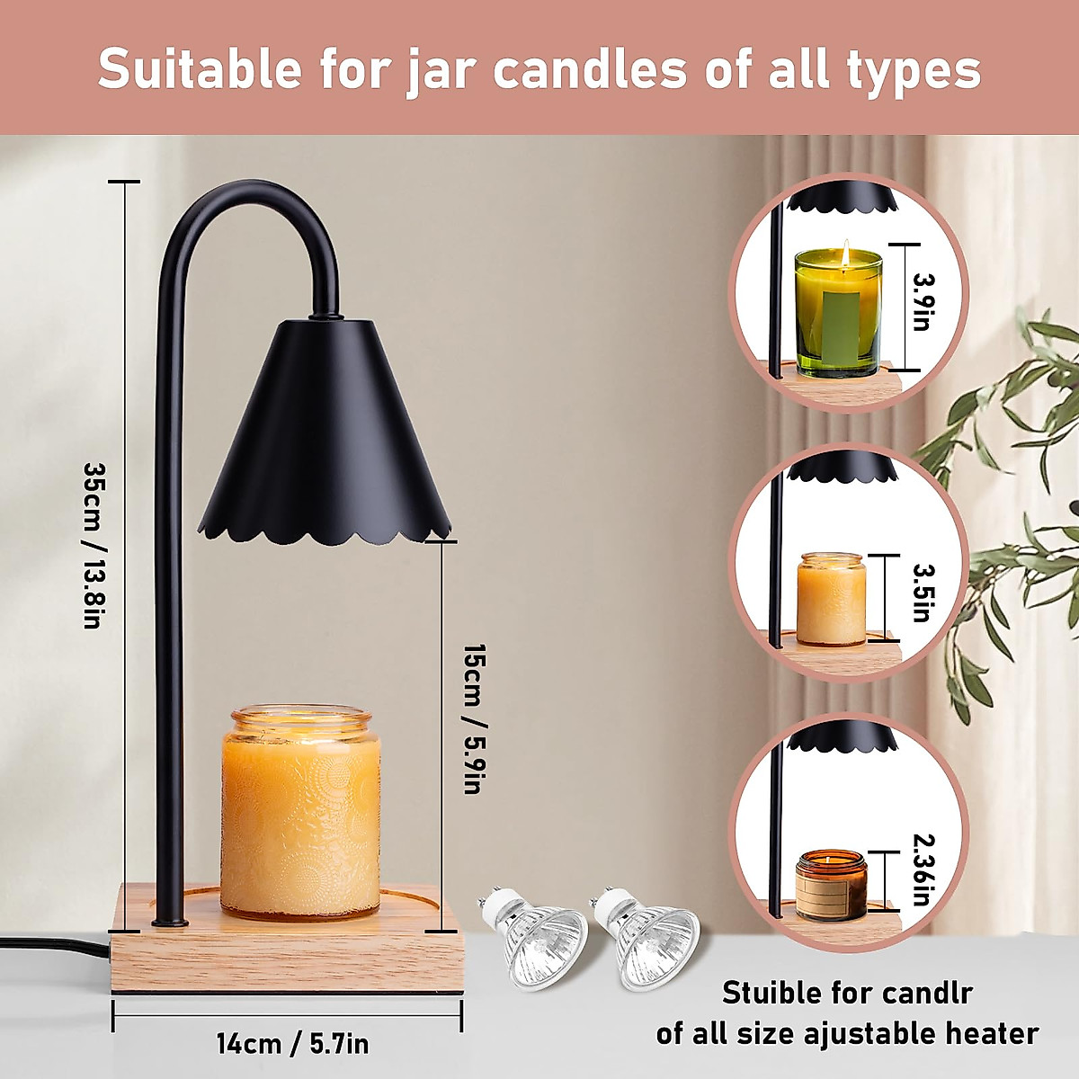 Abisailov Electric Candle Warmer Lamp with Timer, Candle Lamp Warmer for Jar Candles, Dimmable Lamp Candle Warmer Light, Aesthetic Candle Warming Lamp, Modern Candel Warmer