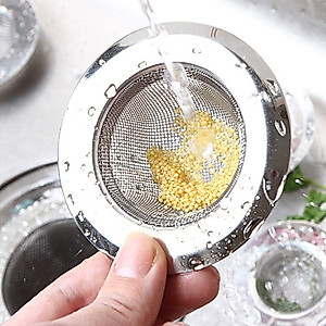 Generic Stainless Steel Round Sink Strainer Bathtub Hair Catcher Stopper Shower Drain Hole Filter Trap Metal Bathroom Kitchen Tools, Silver