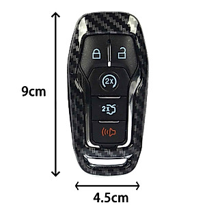 Getfarway 4/5-Button Key Carbon Fiber Hard Smart Key Cover Fob Case Keyless Compatible with Ford Fusion Mustang Edge F150 F250 Explorer Mondeo Lincoln Key Fob Shell Smart Key Fob Cover