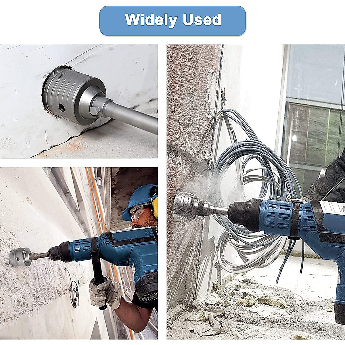 Drill Bit Set, 10pcs TCT Core Drill Bit Set SDS Plus Extension Shank Tungsten Masonry Diamond Hole Cutters for Concrete Stone Granite Marble Tiles Ceramic