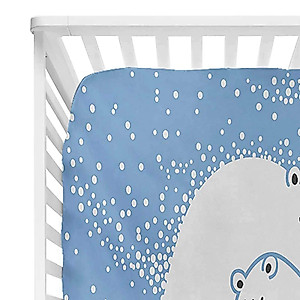 Animal Fitted Crib Sheet,Mother Polar Bear Hugging Her Baby in the Snow North Winter Love Valentines Art Microfiber Silky Soft Toddler Mattress Sheet Fitted,28"x 52"x 8'',Baby Sheet for Boys Girls