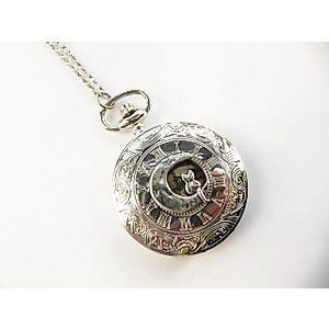 watch necklace Cat Moon Pocket, cat Necklace,Moon Necklace,cat Lady,Celestial Necklace,Cat Lover