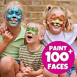 Blue Squid Face Painting Kit for Kids - 22 Color 160pcs Kids Face Paint Kit with Stencils & Book, Halloween Makeup Kit, Professional Face Paint Kids Face Painting Kit Non Toxic Face Paint Kit for Kids