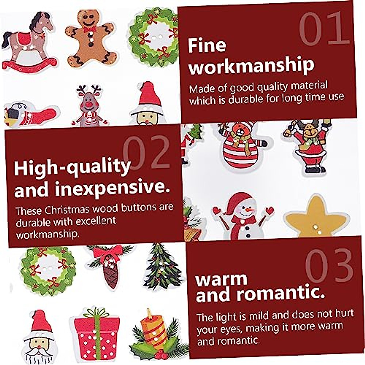 NOLITOY 100pcs Christmas Wooden Buttons DIY Wood Button Wooden Embellishment Wooden Jewelry Buttons Table Scatter Button for DIY Crafts Xmas Wood Buttons Christmas Button Painted Clothing