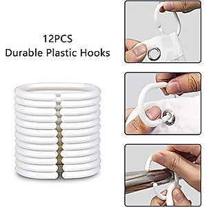 JONSEQIN 4 Piece Fairytale Forest Shower Curtain Sets with Rugs, Toilet Lid Cover and Bath Mat, Mushroom Bathroom Sets with Shower Curtain and Rugs and 12 Hooks Accessories