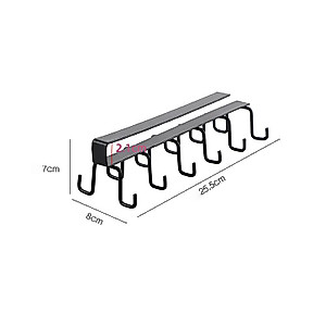 Kitchen Cabinet Mug Hook Hanging Cup Holder Multifunction Double-Row Household Wall Bathroom Organizer Storage Rack (White)