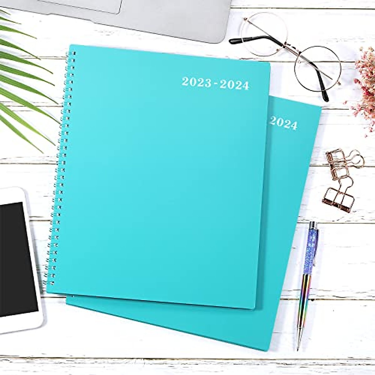Monthly Planner 2023-2024 - 2023-2024 Monthly Planner from Jul. 2023 to Dec. 2024, 8.5" x 11", 18-Month Planner with Tabs, Pocket, Label, Contacts and Passwords, Twin-Wire Binding, 3 Pack - Teal by Artfan