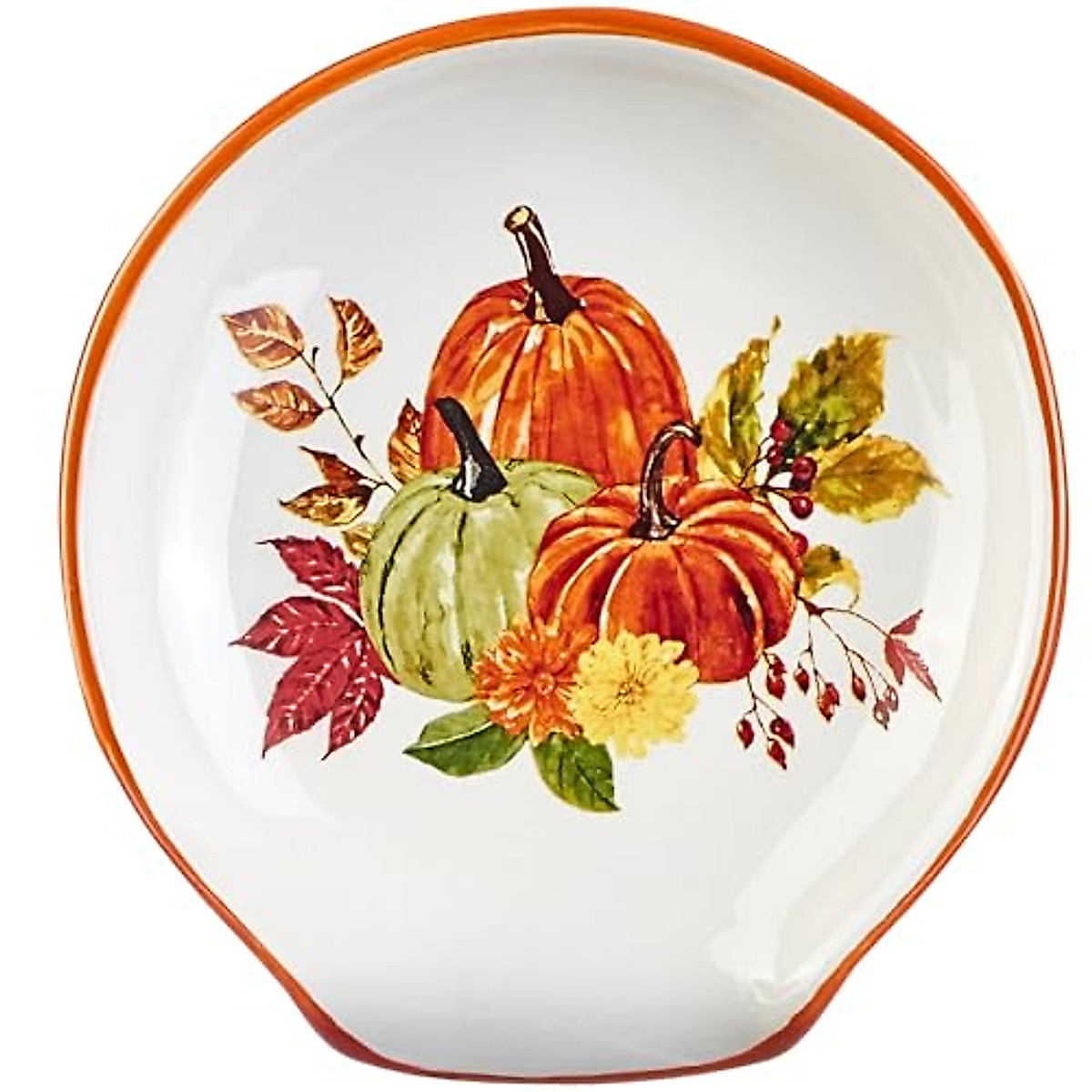 Autumn Spoon Rest - Fall Kitchen Decor, Fall Pumpkin Spoon Rest for Stove Top, Ceramic Autumn Utensil Holder for Holiday, Farmhouse Thanksgiving Decorations Indoor Home Counter, Ready Made Gift Boxes