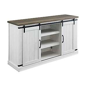 Asifom Television Stands Entertainment Centers Modern Farmhouse Wood TV Stand for TVs up to 65 Inch, Home Living Room Storage Table Cabinet Doors and Shelves Stone Grey