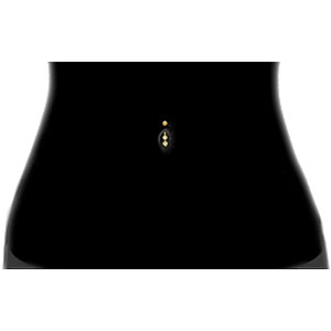 Ritastephens 14k Solid Yellow Gold CZ Dangle Heart Belly Button Navel Ring Body Art 14 gauge