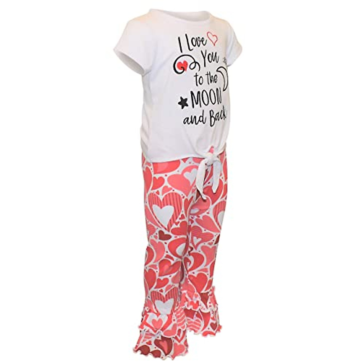 Unique Baby Girls Valentines Day Love You to the Moon 2pc Set (6, Moon)