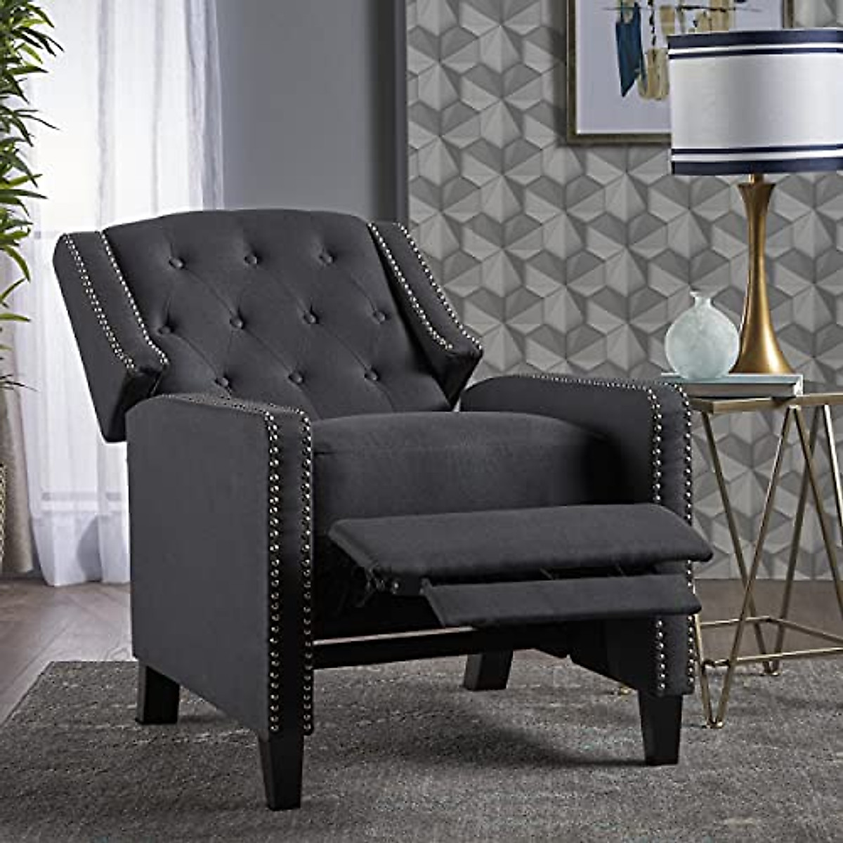 Christopher Knight Home Izidro Traditional Fabric Recliner, Dark Charcoal / Dark Brown