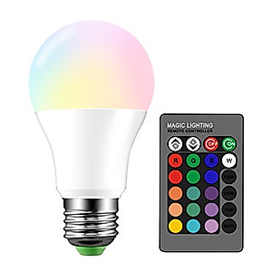 Droiee Dimmable E26 LED Light Bulb, RGB Bulb 6W with 16 Color Changing Modes for Christmas, Party etc with Remote Control
