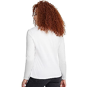Hanes Women's Originals Long Sleeve Cotton T-Shirt, Lightweight Crewneck Tee, Modern Fit, White, Small