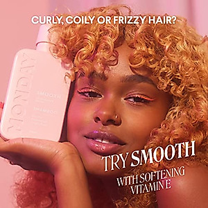 MONDAY HAIRCARE Smooth Shampoo + Conditioner Bathroom Set (2 Pack) 12oz Each for Frizzy, Coarse, and Curly Hair, Made from Coconut Oil, Shea Butter, & Vitamin E, 100% Recyclable Bottles