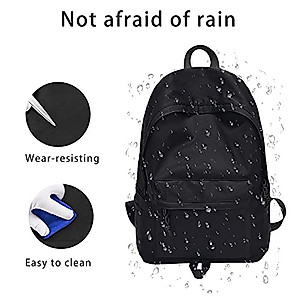 KUKUCAT School Backpack Waterproof Black Bookbag Suitable College High School Bags Laptop Backpack Suitable for Men Women (Black)