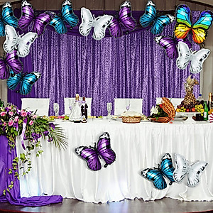 Sugargirl Purple Sequin Backdrop Curtain 2 Panels 2FTx8FT Glitter Purple Background Drapes Sparkle Photography Backdrop for Party Wedding Birthday Wall Decoration