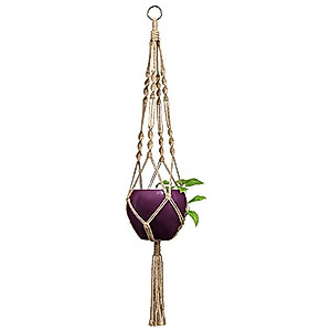 Mkono 2 Pack Macrame Plant Hangers Indoor Hanging Planter Basket Decorative Flower Pot Holder Jute Rope for Indoor Outdoor Home Decor 4 Legs 40 Inch, Brown