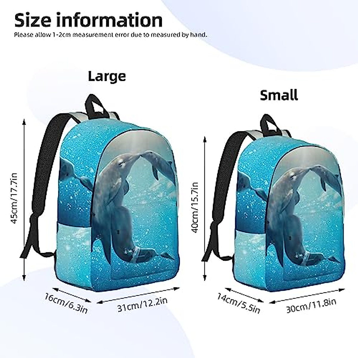 VGFJHNDF winter the dolphin print Canvas Backpack,Durable Canvas Backpack for Any Adventure