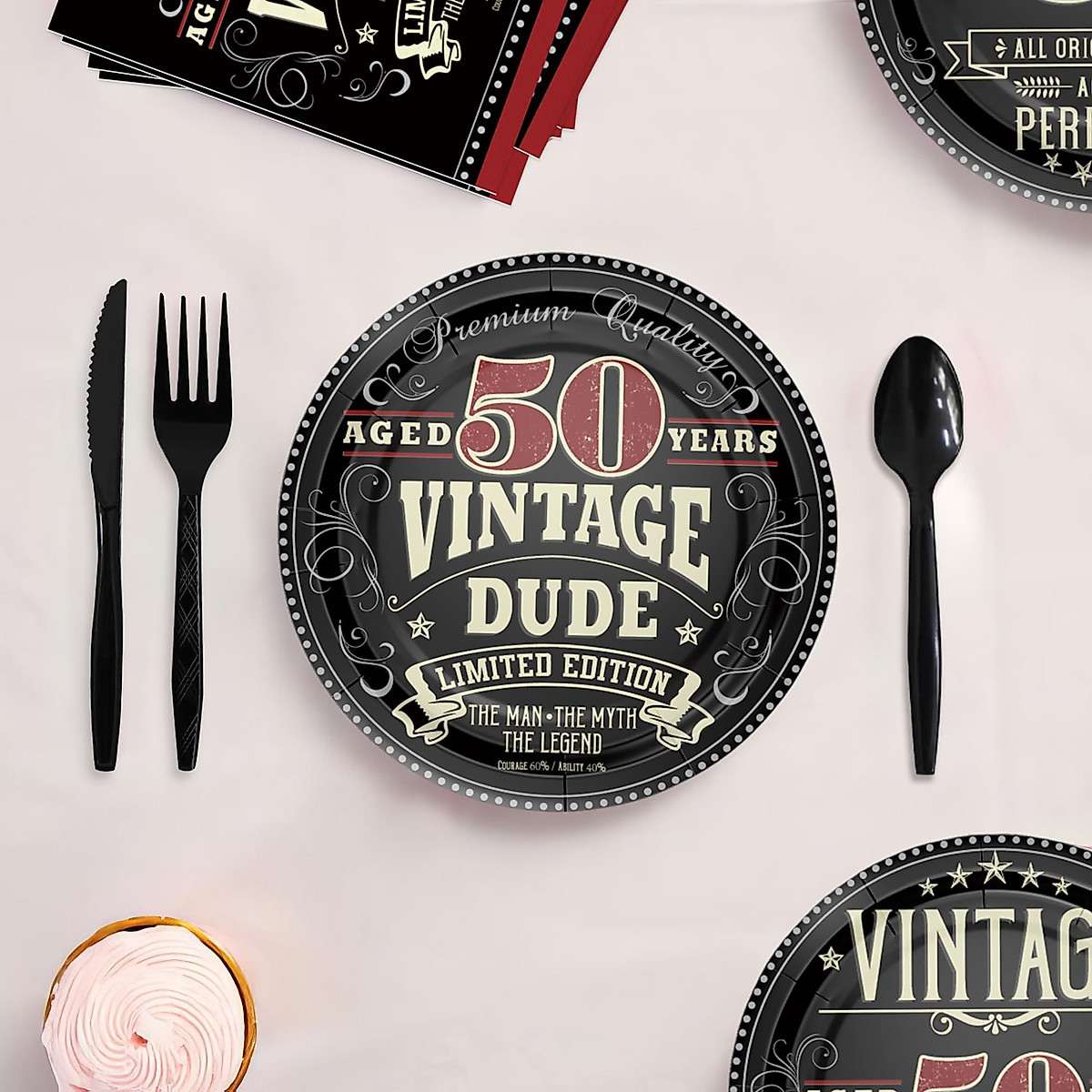 HIPVVILD Vintage 50th Birthday Decorations For Men Tableware - 1974 50th Birthday Plates And Napkins Party Supplies, Plate, Cup, Napkin, 50 Year Old Birthday Table Decorations Dinnerware | Serve 24