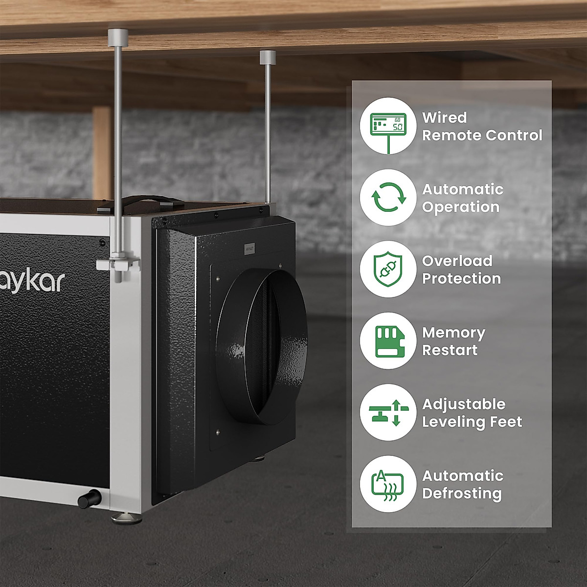 Waykar 158 Pints Commercial Dehumidifier for Crawl Spaces, Dual Duct HVAC Industrial Dehumidifier with Drain Hose for Whole House, Basements, 5 Years Warranty.