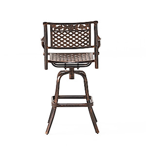 Christopher Knight Home Sebastian Cast Aluminum Barstool with Cushion, Copper