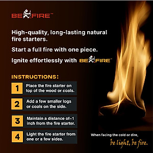 Fire Starter • 80 pcs Natural Fire Starters 15+ Min Burn Time Firestarters for Indoor Fireplace, Campfires & Camping, Wood Stove, Grill • Water Resistant and Long-Lasting