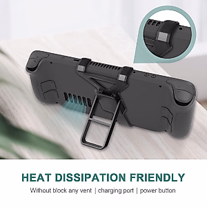 Lenink Stand for Steam Deck, Anti-Slip Foldable Holder Portable Base Wall Bracket Compatible with Valve Steam Deck Accessories (Black)