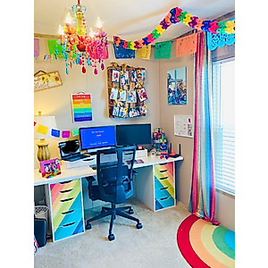 Decals for Alex Drawers in Rainbow Stripe Pattern, Self-Adhesive Decals, Peel and Stick Furniture Stickers/Decals, Removable Furniture Skin for the Alex Unit, FURNITURE NOT INCLUDED (for 5-drawer unit, Reversed Rainbow Stripe)