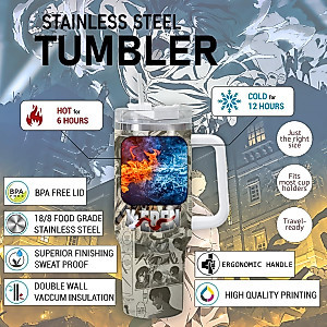 TEEDUU Tumbler M1kasa Insulated Tumbler With Handle Stainless Steel Double Wall Vacuum AOT Anime Tumblers Hot Cold Tea Coffee Travel Cup Thermos Mug Birthday Gift Men Women