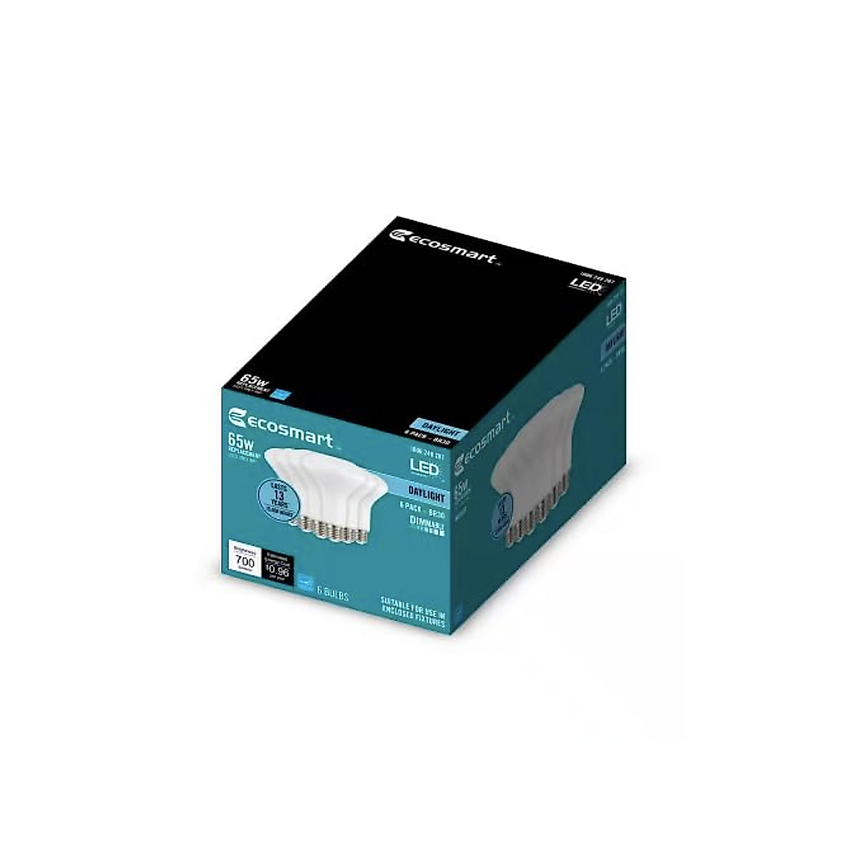 EcoSmart 65-Watt Equivalent BR30 Dimmable LED Light Bulb Daylight (6-Pack)