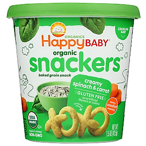 Happy Baby Organic Baked Creamy Spinach & Carrot Snacker Cup, 1.5 OZ